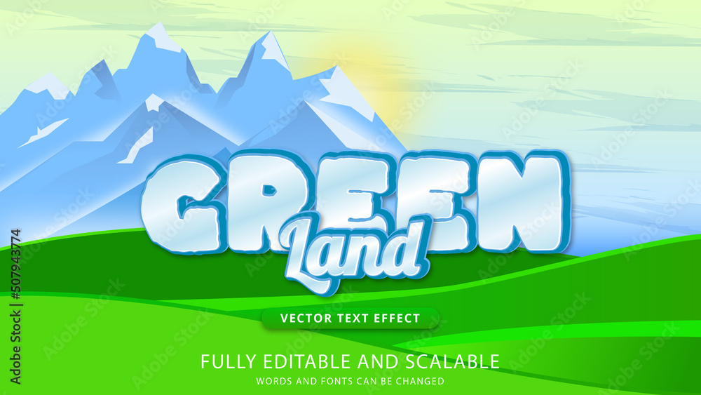 green land text effect editable eps file with cartoon scenery ...