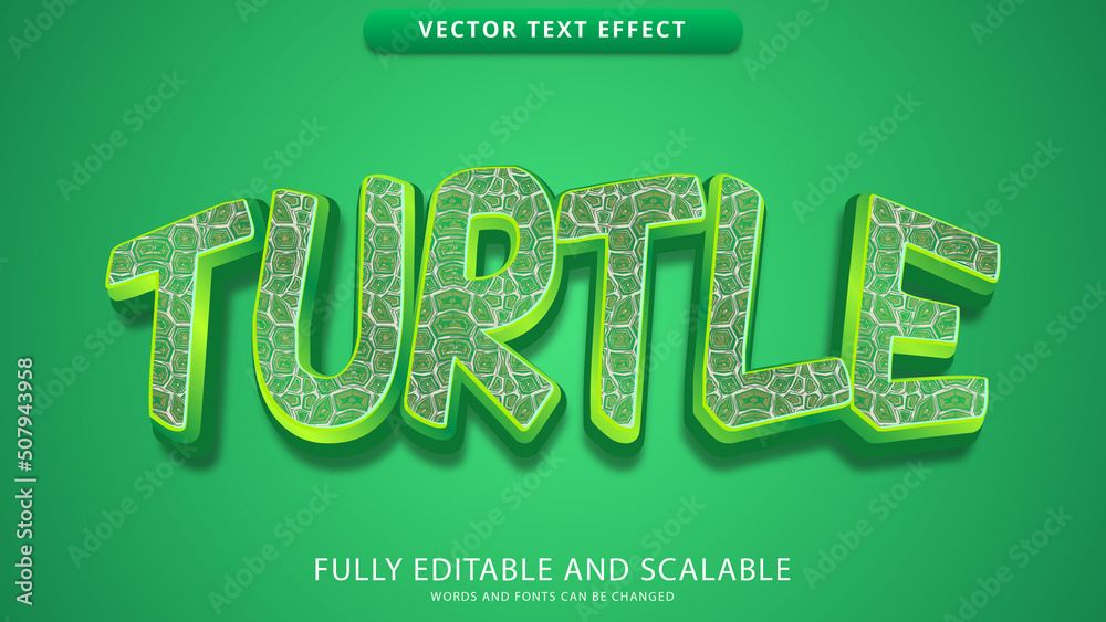 turtle text effect editable eps file Stock Vector | Adobe Stock