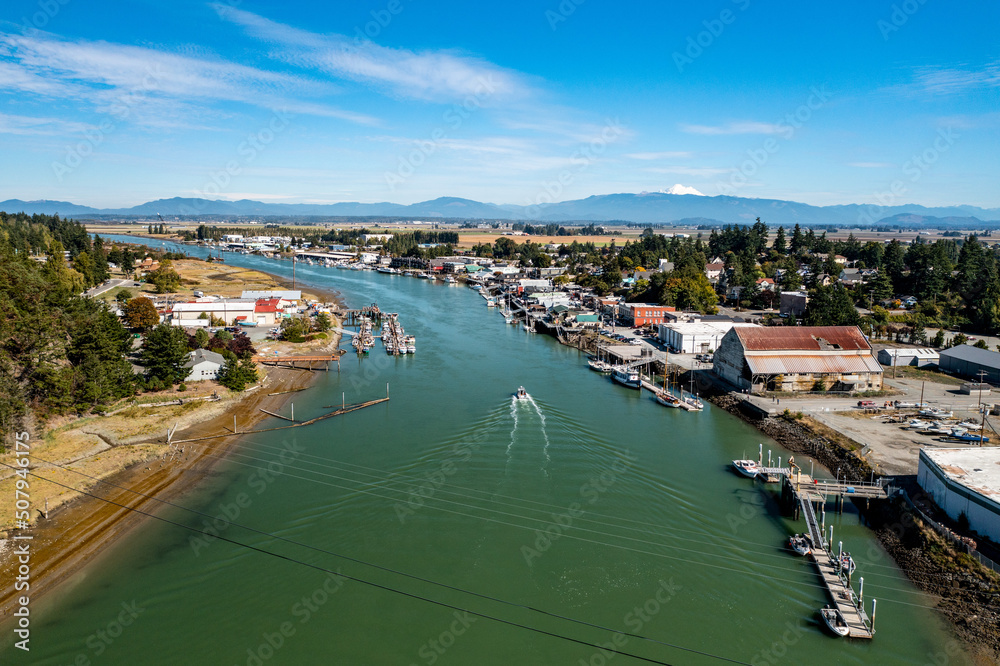 La Conner Washington Swinomish Channel View of Mt Baker Fishing Boat ...