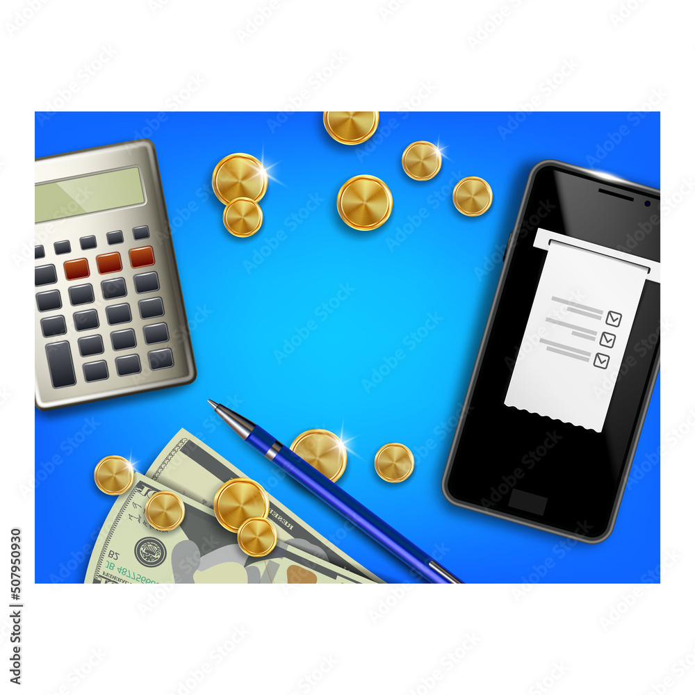 Tax Pay Online Creative Promotion Banner Vector. Tax Pay Online Service ...