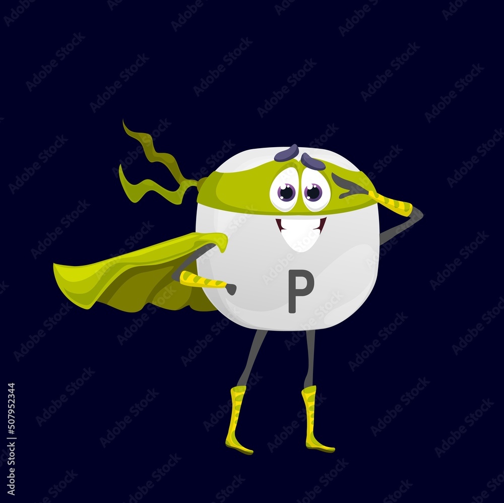 Cartoon phosphorus superhero micronutrient character. Isolated vector ...