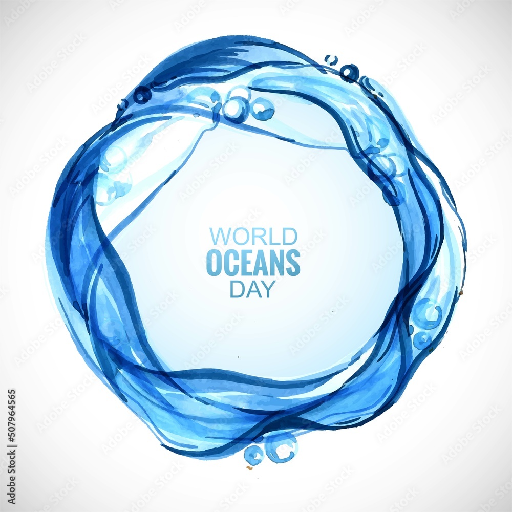 World Ocean Day Celebration Sea Circular Wave Background Stock Vector