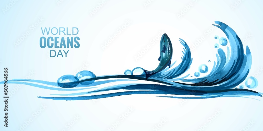 World ocean day celebration sea wave banner design Stock Vector | Adobe ...