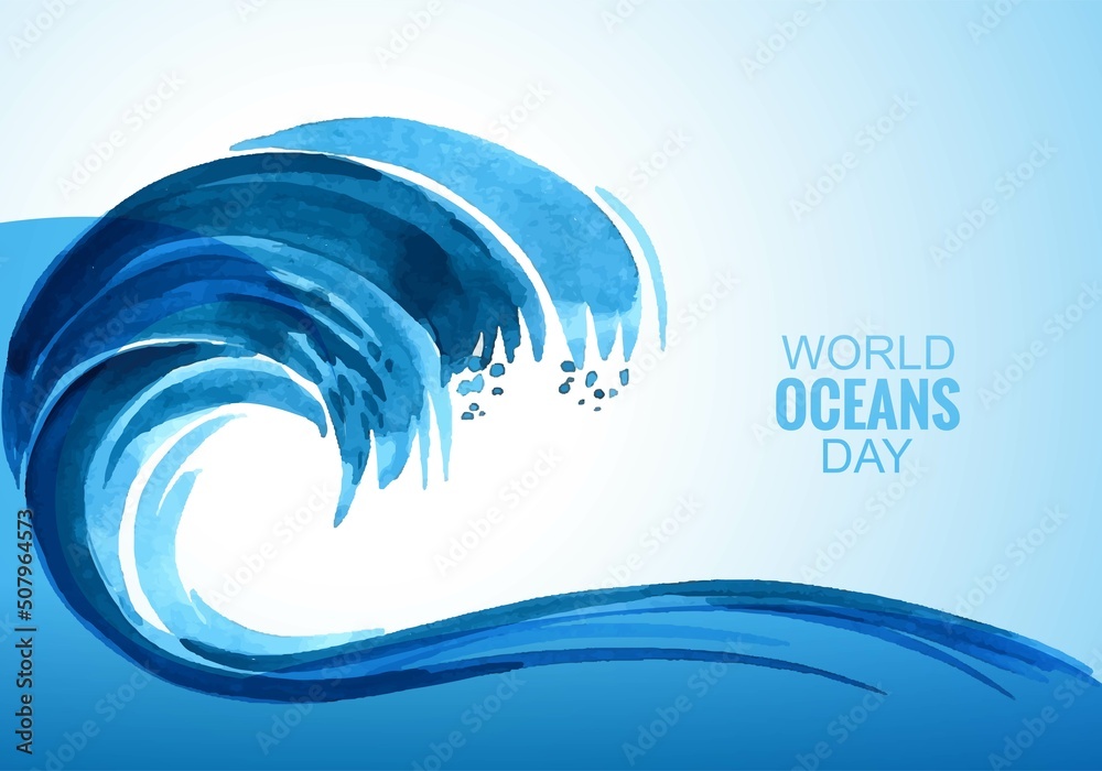 World Ocean Day Celebration On Sea Ocean Wave Background Stock Vector
