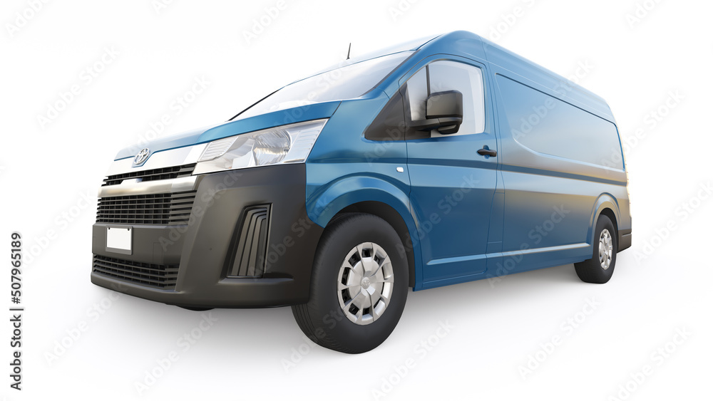 Tokyo, Japan. April 12, 2022: Toyota Hiace. Blue commercial van for ...