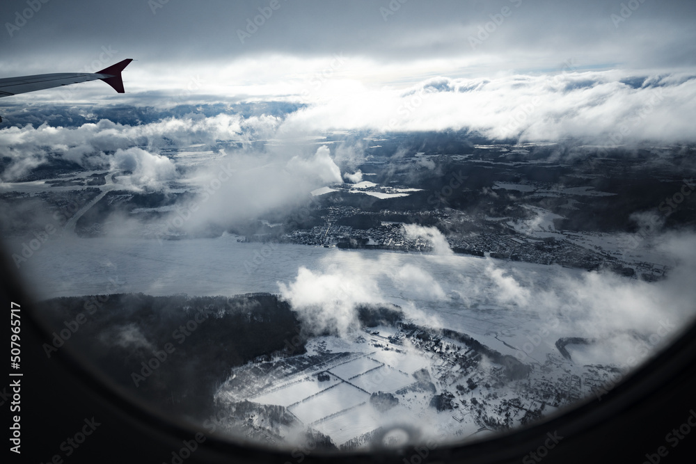 View through window of aircraft during flight Stock Photo | Adobe Stock