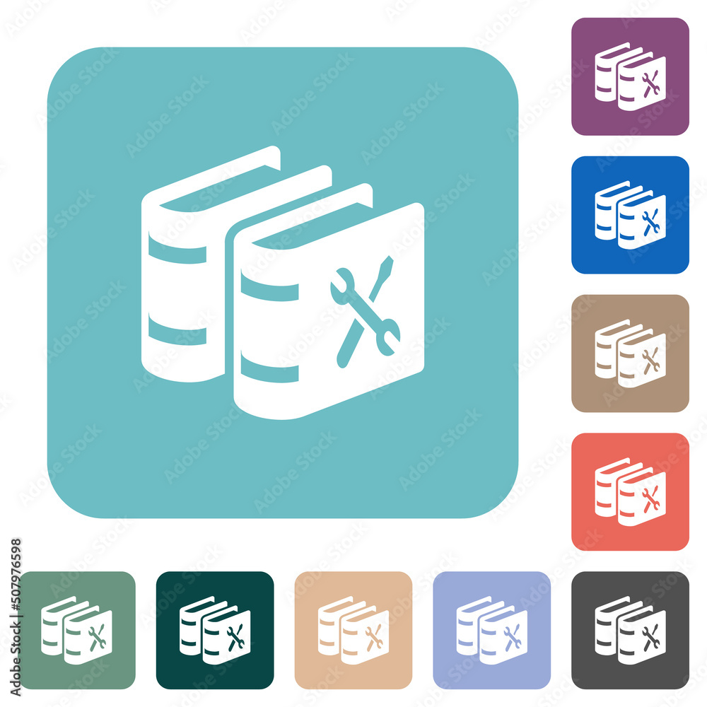 User guide with wrench and screwdriver rounded square flat icons Stock ...