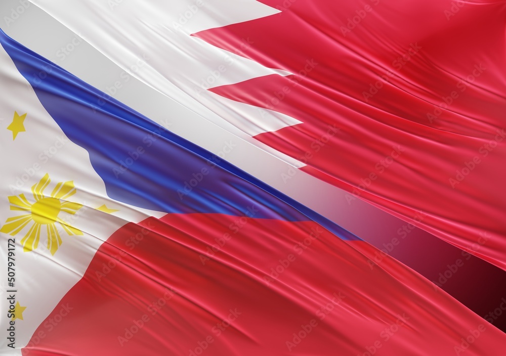 Bahrain Flag with Abstract Philippines Flag Illustration 3D Rendering ...