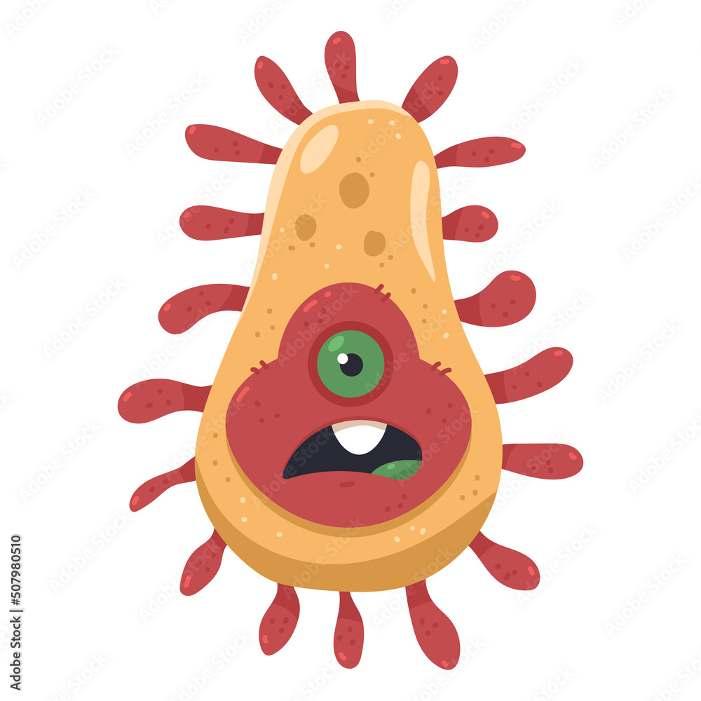 Cute yellow bacteria vector cartoon character isolated on a white ...