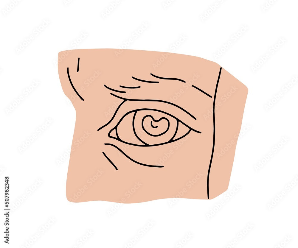 Greek Davids eye drawn in modern style. Stone sculpture fragment of ...