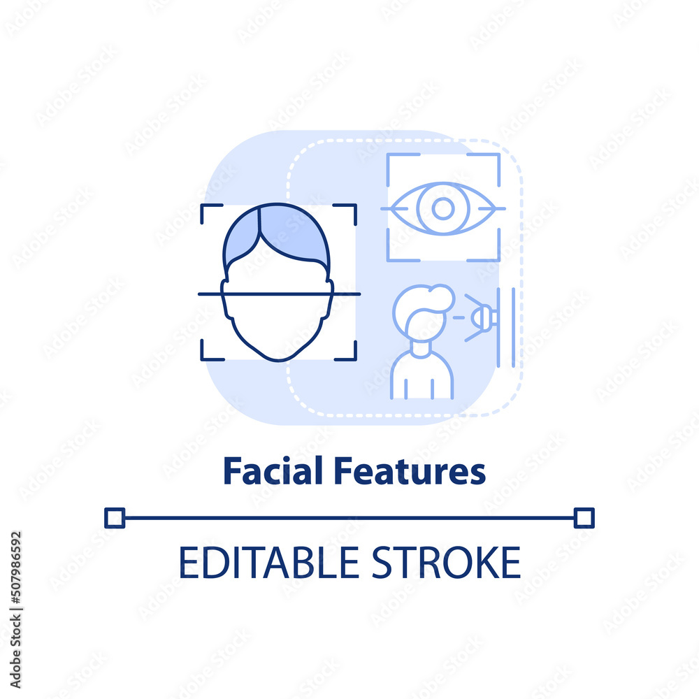 Facial features light blue concept icon. Biometric identification ...
