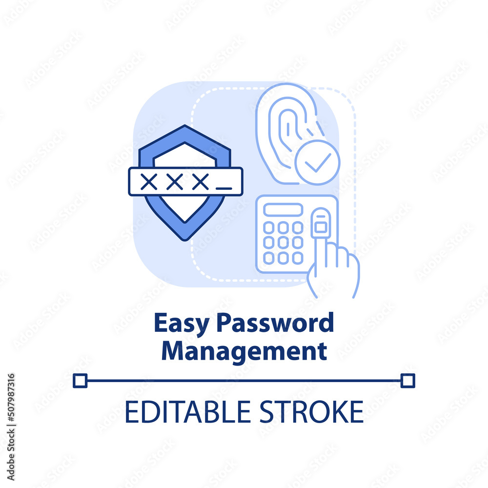 Easy password management light blue concept icon. Biometric ...