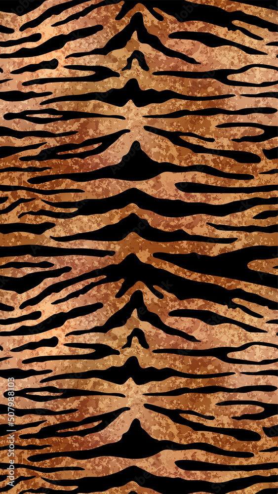 Bronze Gold Metallic Tiger Vertical Background. Vector wild animal skin ...