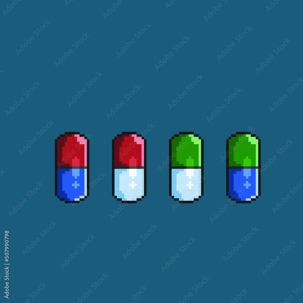 medic capsule in pixel art style Stock Vector | Adobe Stock