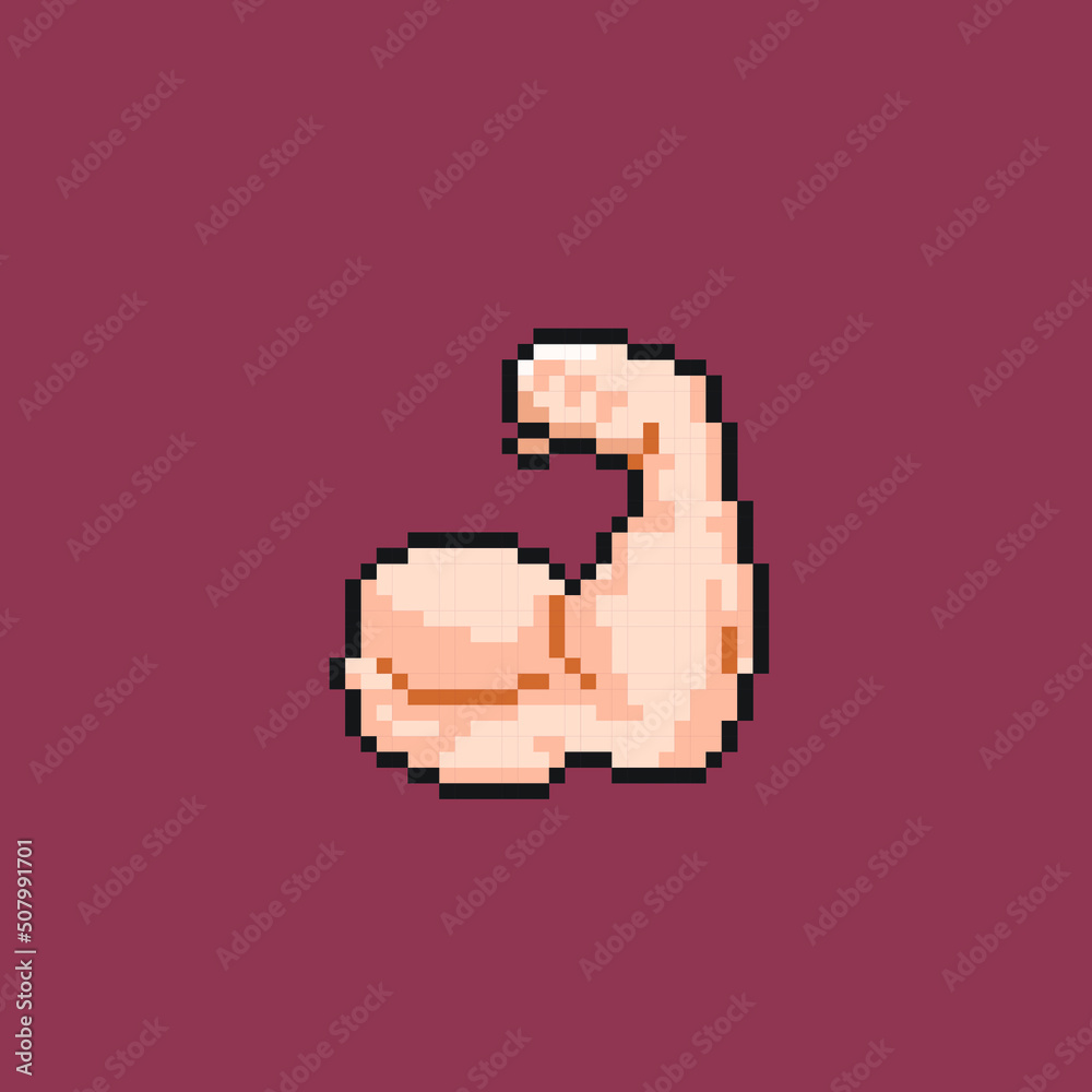muscle hand in pixel art style Stock Vector | Adobe Stock