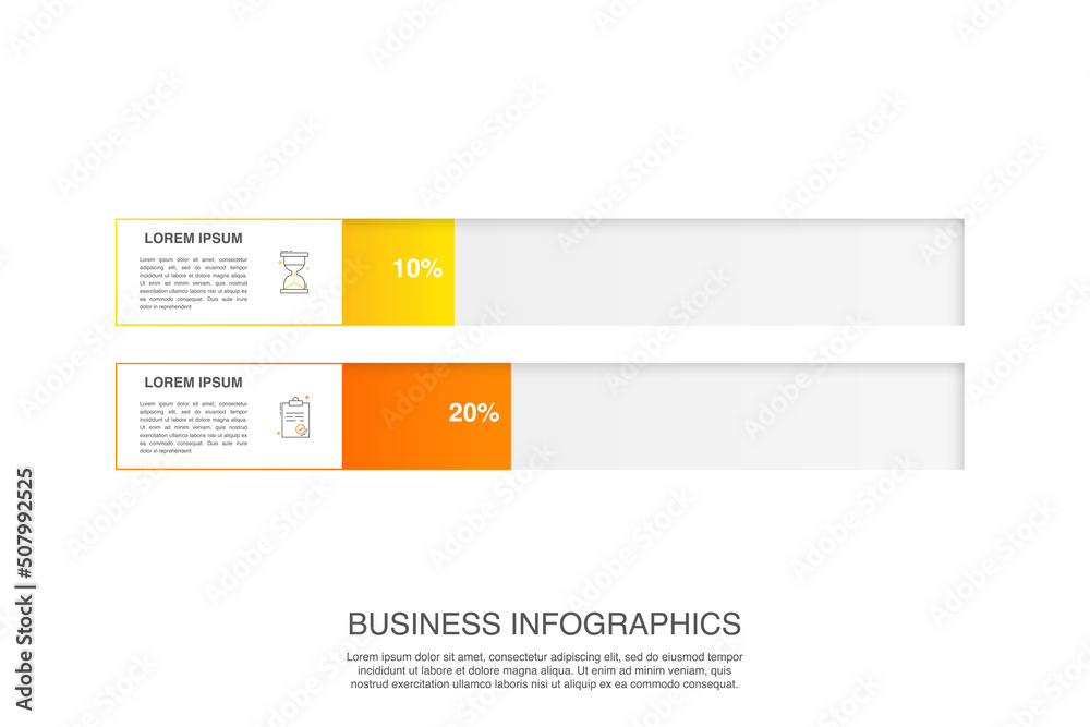 Vector infographic with 2 horizontal columns. Modern business concept ...