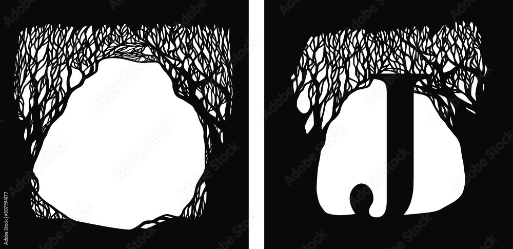 Latin letter J in forest brunches. Fantasy cut file on white background ...