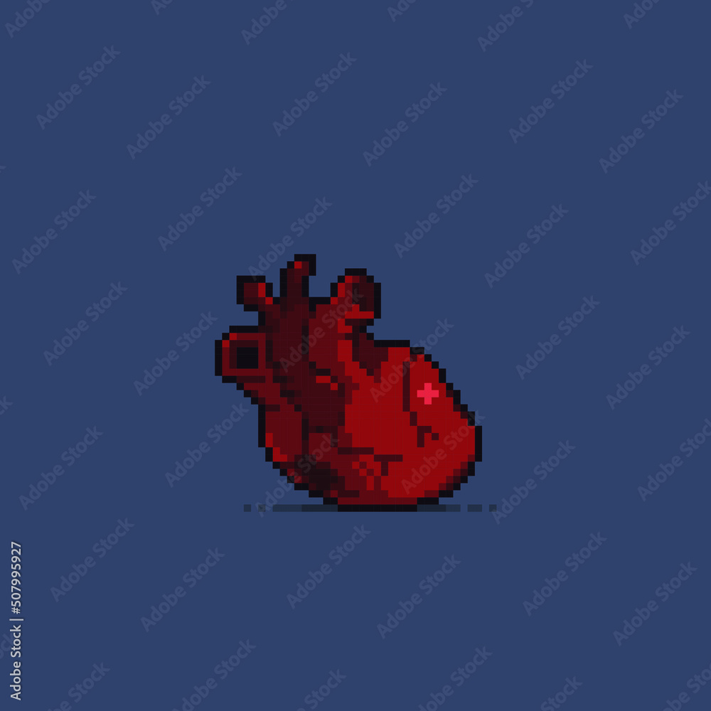 heart organ in pixel art style Stock Vector | Adobe Stock