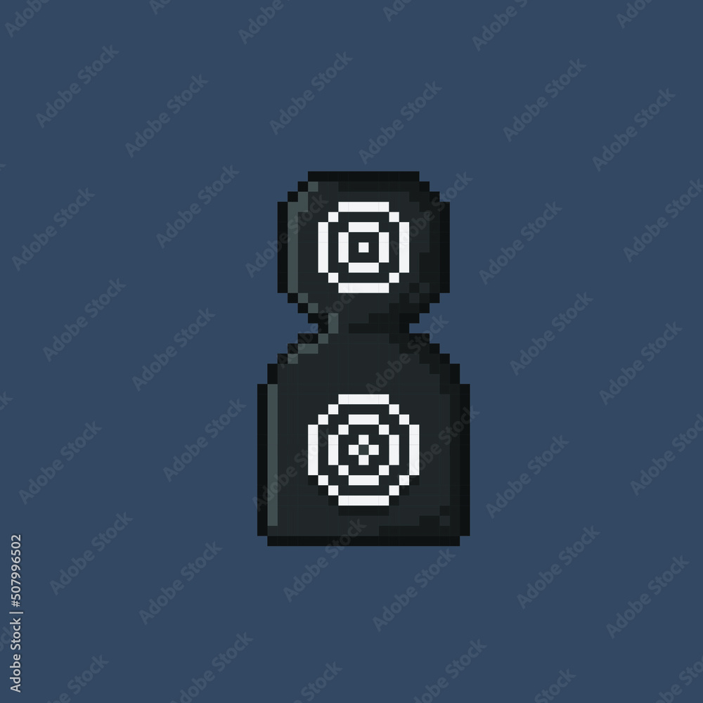 black and white shooting target with body shape in pixel art style ...