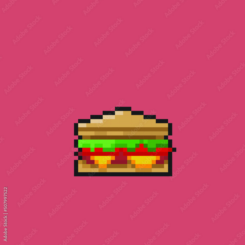sandwich food in pixel art style Stock Vector | Adobe Stock