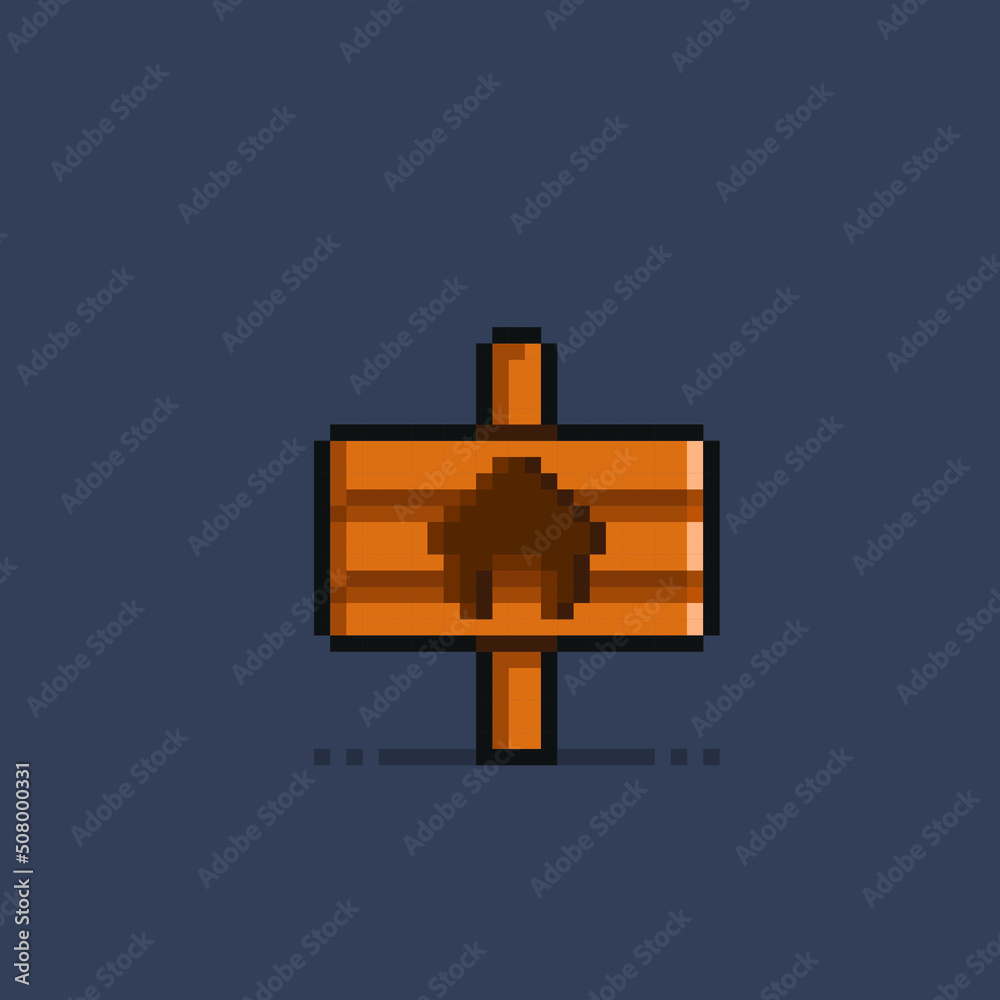 wooden home sign in pixel art style Stock Vector | Adobe Stock
