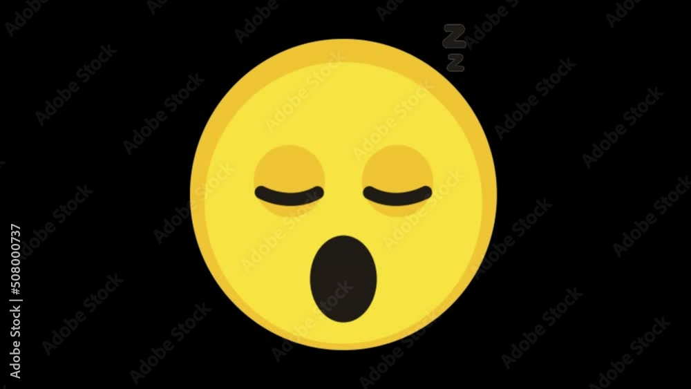 Sleeping Head Animation. Emoticon sign. Emoji button. Looped with alpha ...