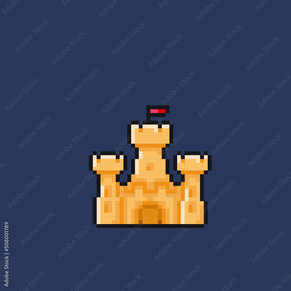 sand castle in pixel art style Stock Vector | Adobe Stock