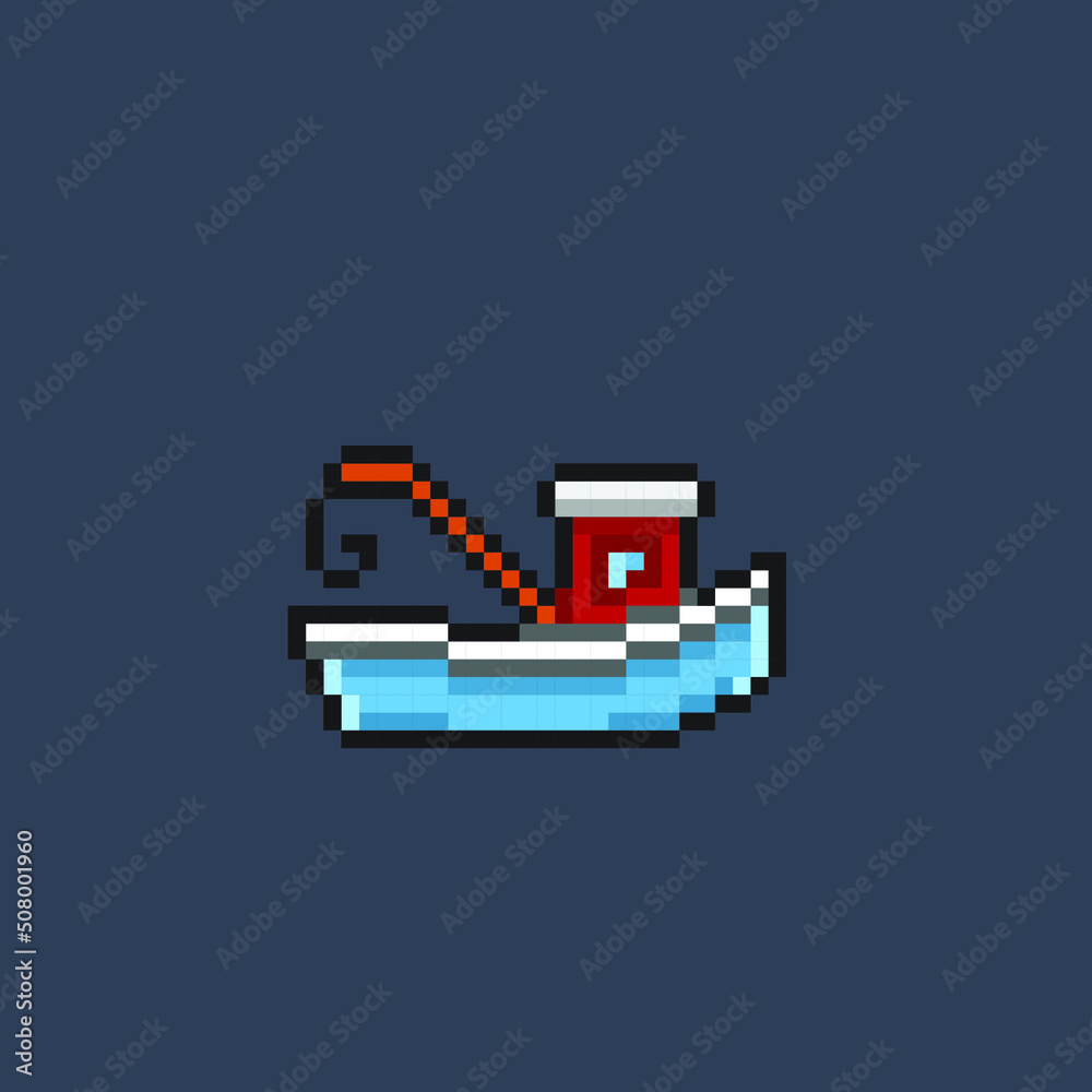 trawler boat in pixel art style Stock Vector | Adobe Stock