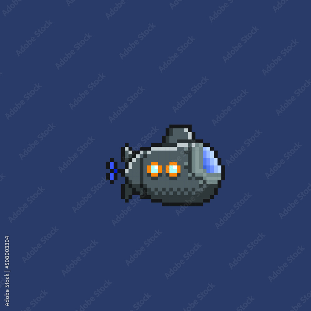 submarine in pixel art style Stock Vector | Adobe Stock