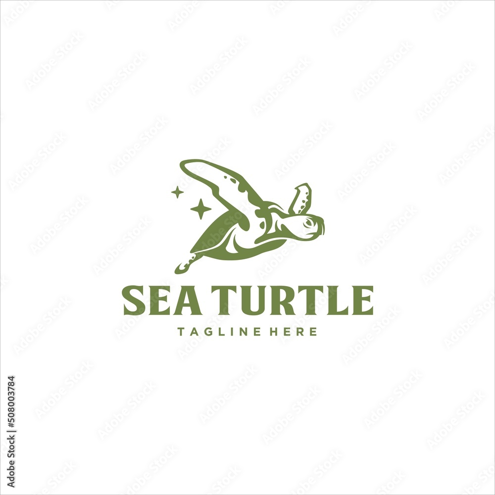 Turtle Sea Logo Design Vector Image Stock Vector | Adobe Stock