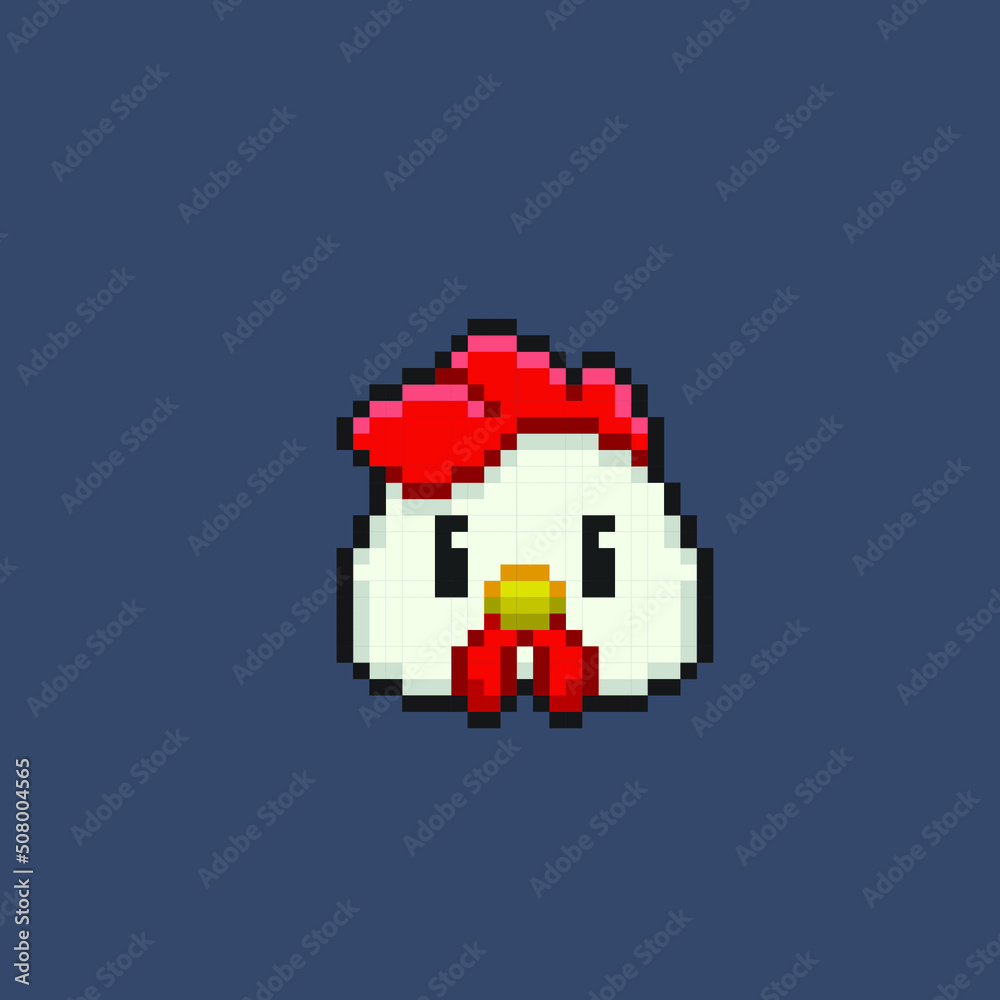 chicken head in pixel art style Stock Vector | Adobe Stock