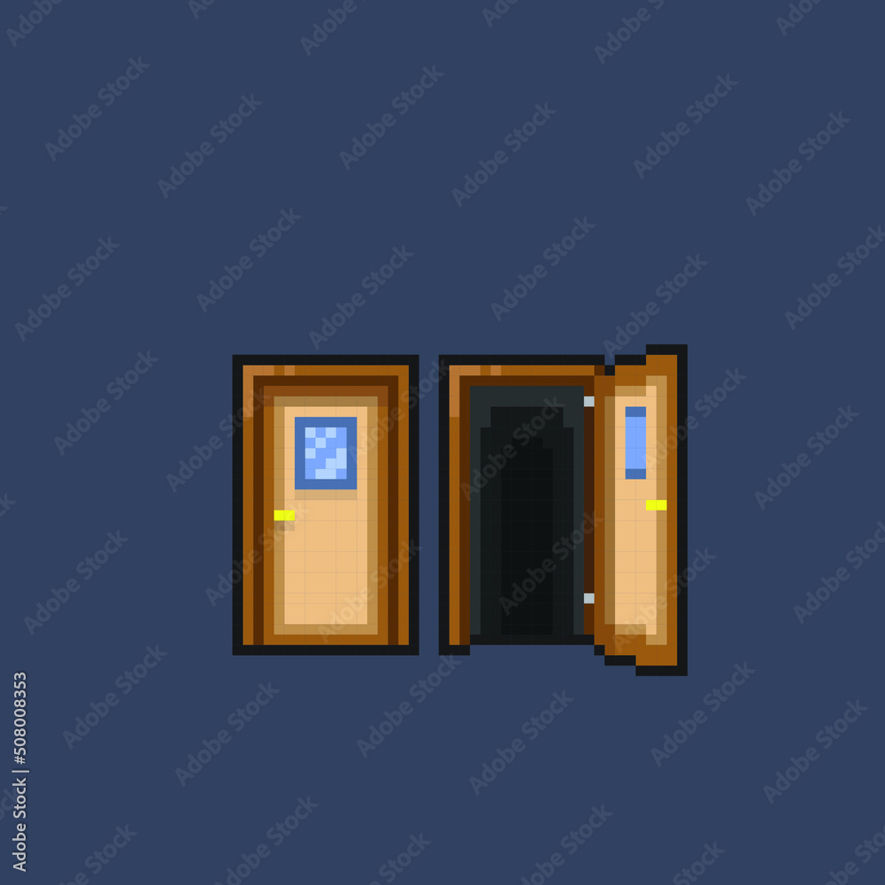 Vetor de open and close door for animated in pixel art style do Stock ...