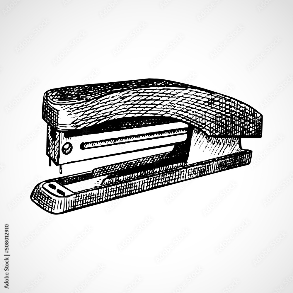 Vetor de A sketch of the stapler. Stationery, office supplies for paper ...