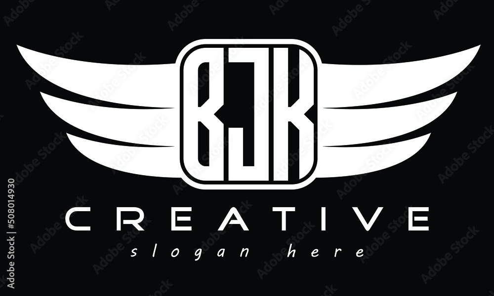 BJK three Letter Wings Flying Initial wing symbol minimalist creative ...