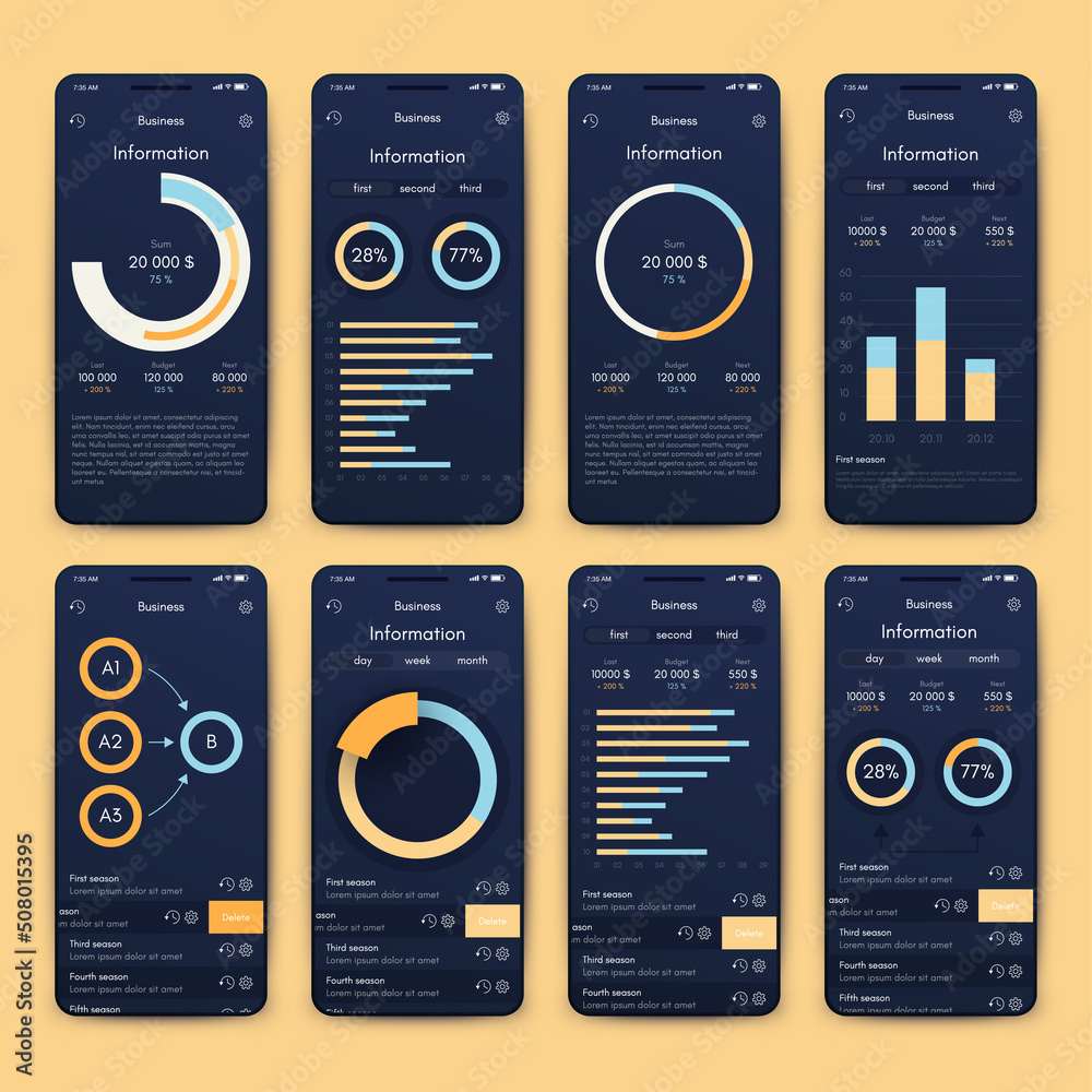 Vector graphics infographics with mobile phone. Template for creating ...