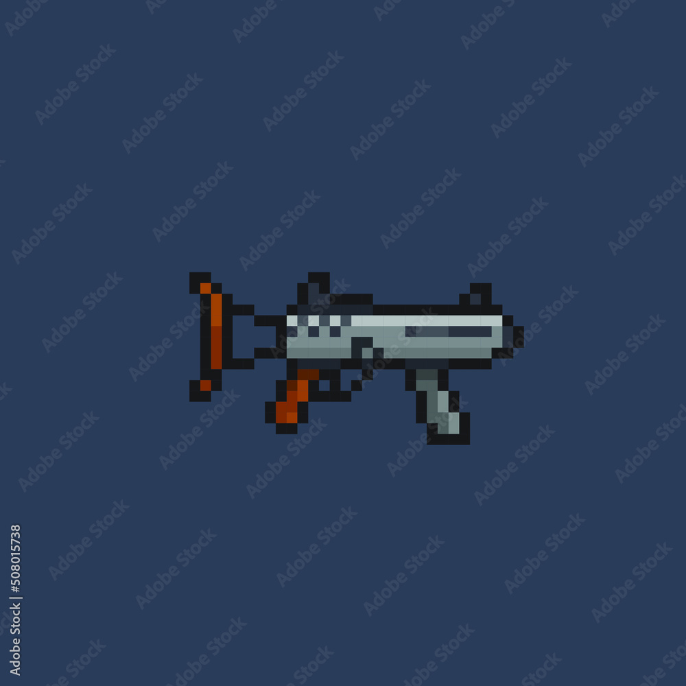 sub-machine gun in pixel art style Stock Vector | Adobe Stock