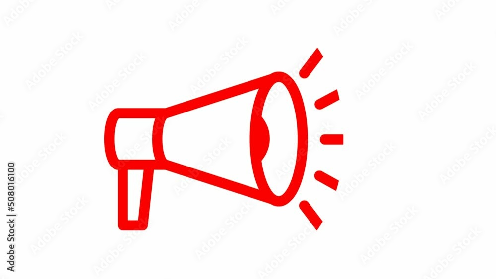 Animated red line symbol of megaphone. Looped video. Concept of news ...