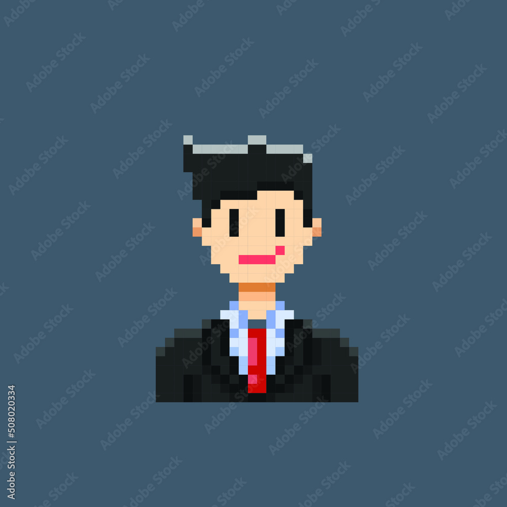 man wearing black suit in pixel art style Stock Vector | Adobe Stock