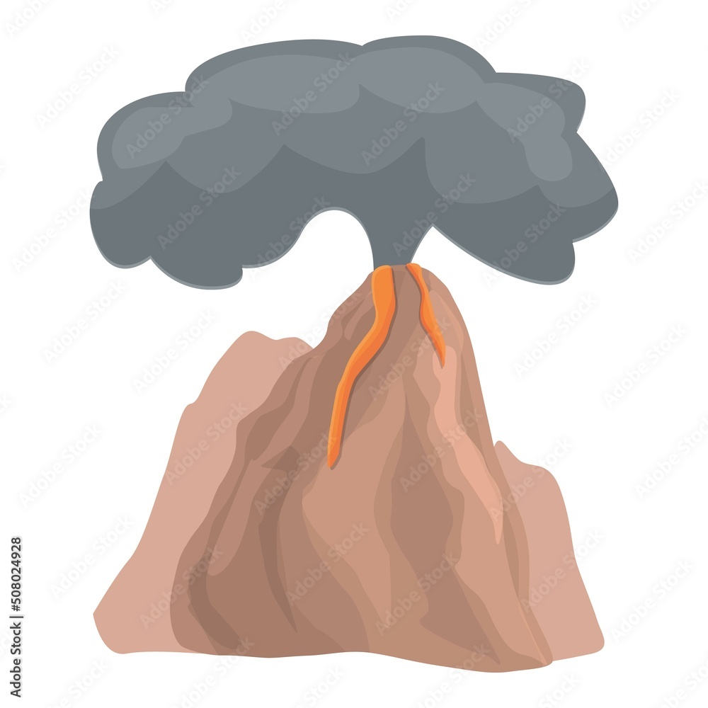 Active volcano icon cartoon vector. Natural vulcano. Magma eruption ...
