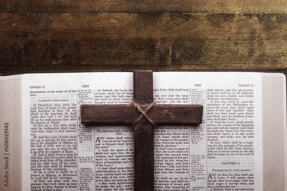 Open Bible with letters for the words of Jesus Christ, opened to the ...