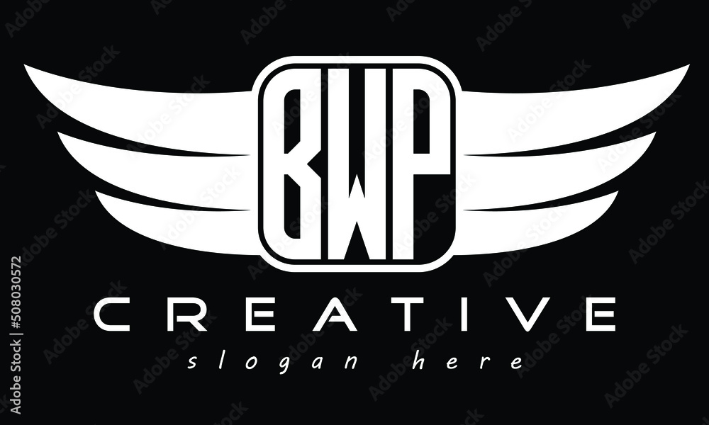 BWP three Letter Wings Flying Initial wing symbol minimalist creative ...