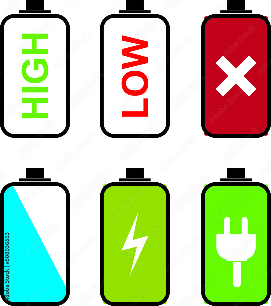 Set of Battery Icons Vector. Collection Of Symbol Battery Illustration ...
