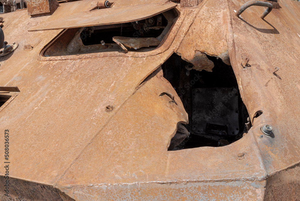 Destroyed armor of armored vehicles Stock Photo | Adobe Stock