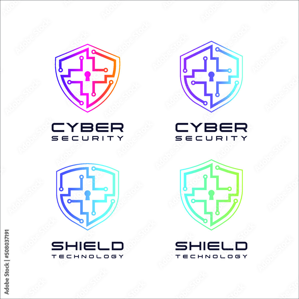 Cyber Security Shield and Medical Privacy Logo design with Linear Dots ...