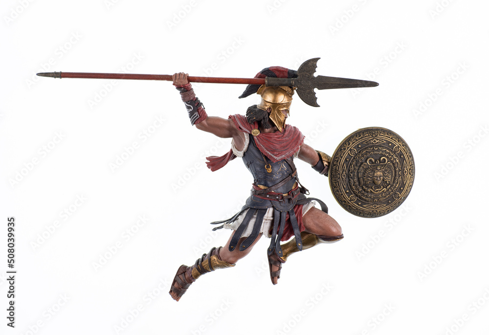 spartan,gladiator with spear isolated on white background Stock Photo ...