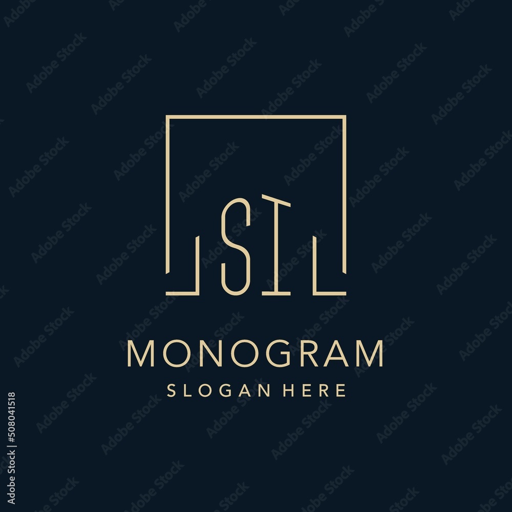 Initials SI logo square lines shape style, classy elegant logo design ...