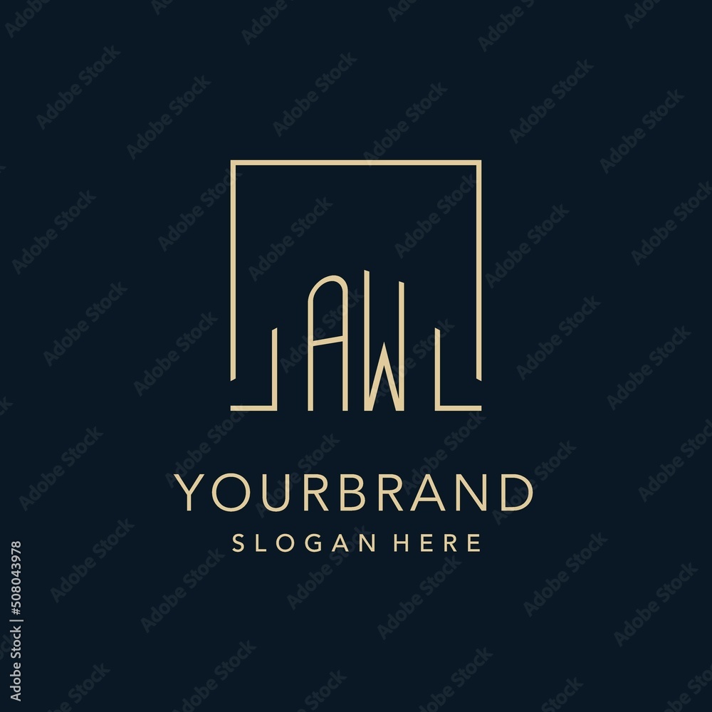 Initials AW logo square lines shape style, classy elegant logo design ...