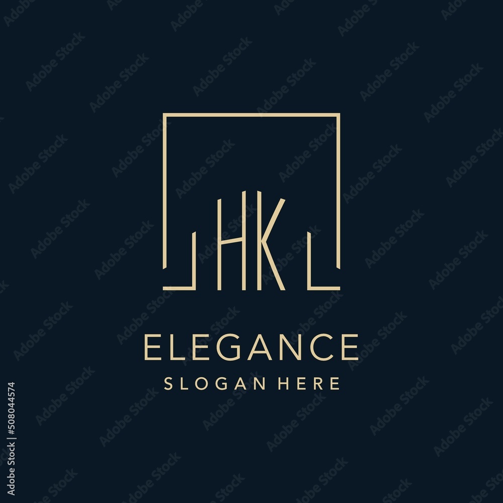 Initials HK logo square lines shape style, classy elegant logo design ...