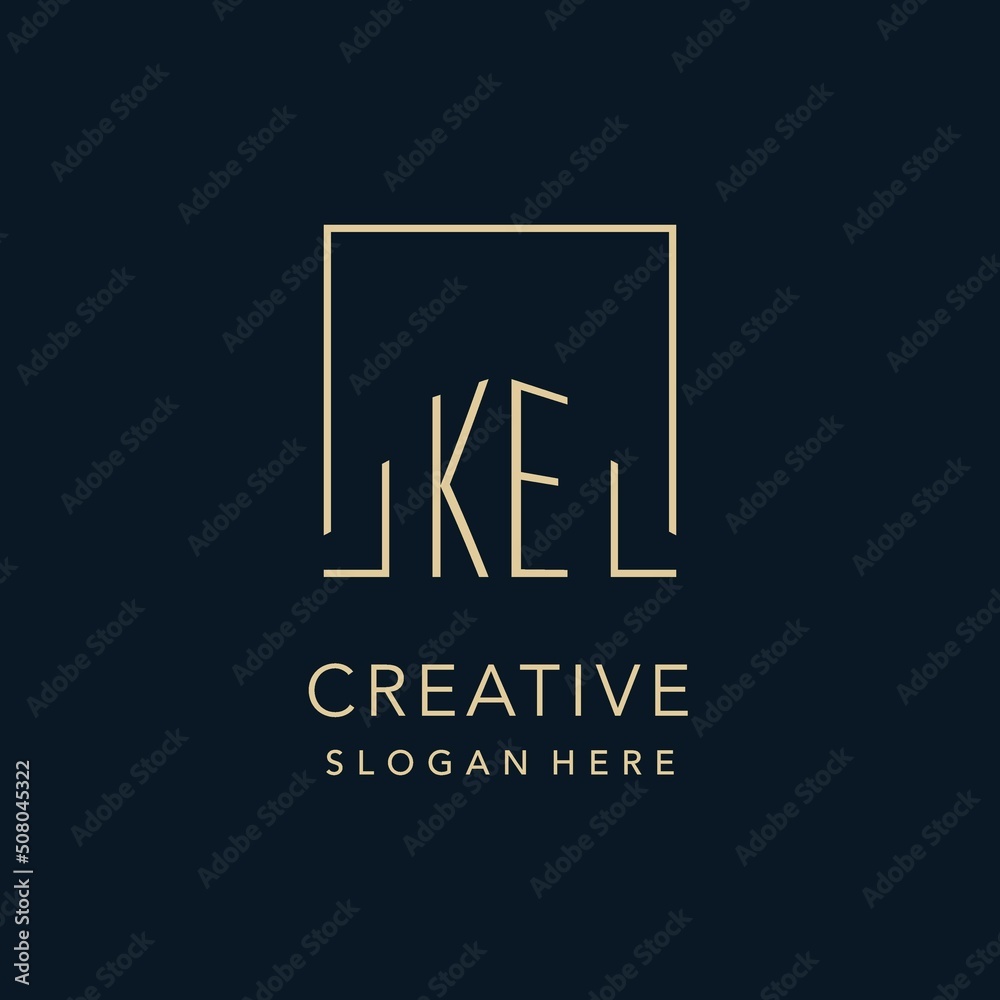 Initials KE logo square lines shape style, classy elegant logo design ...