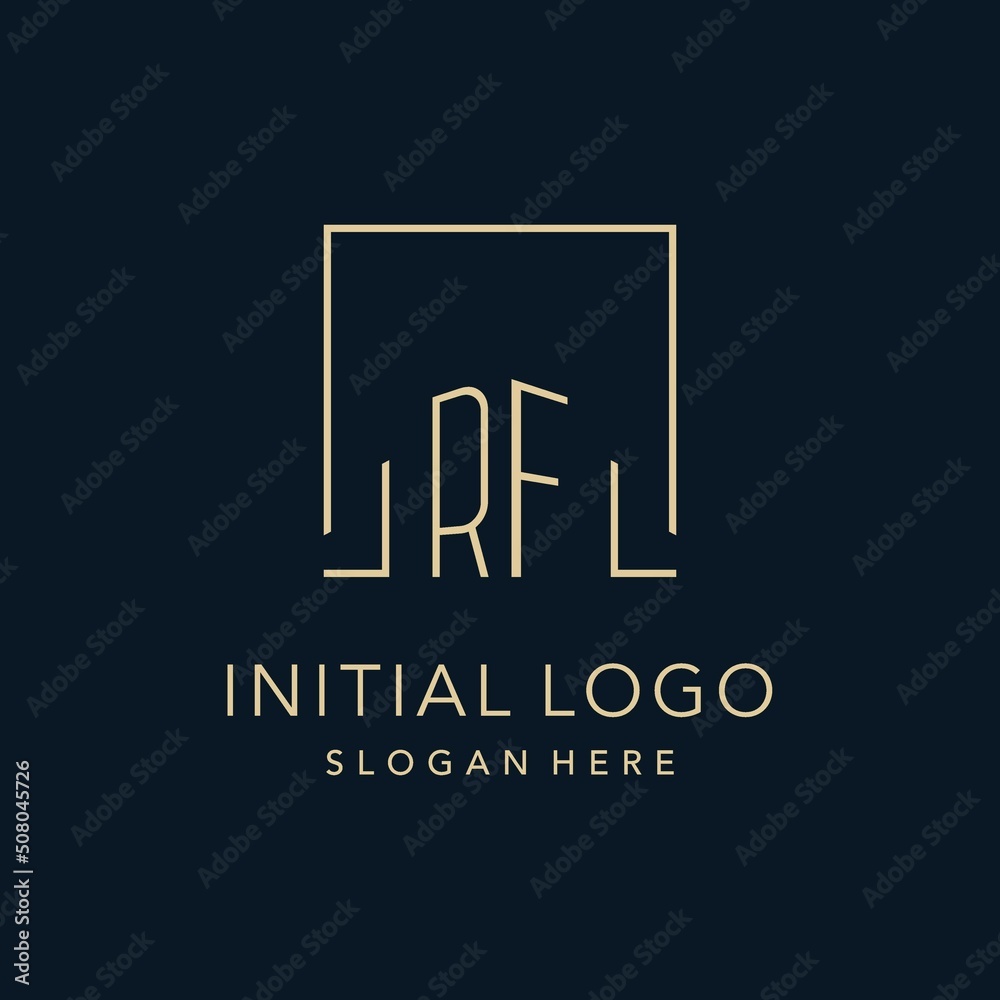Initials RF logo square lines shape style, classy elegant logo design ...